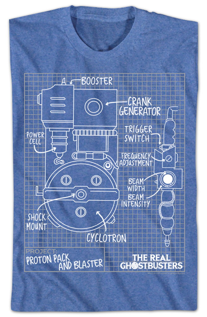 Proton Pack Schematic Real Ghostbusters T-Shirt