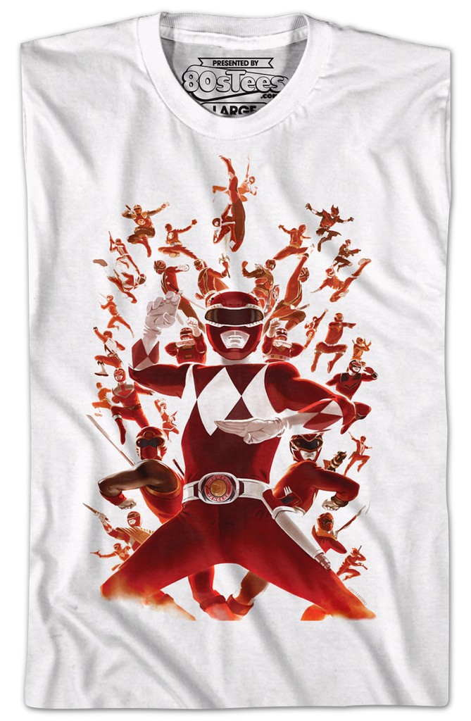 Red Ranger Collage Mighty Morphin Power Rangers T-Shirt
